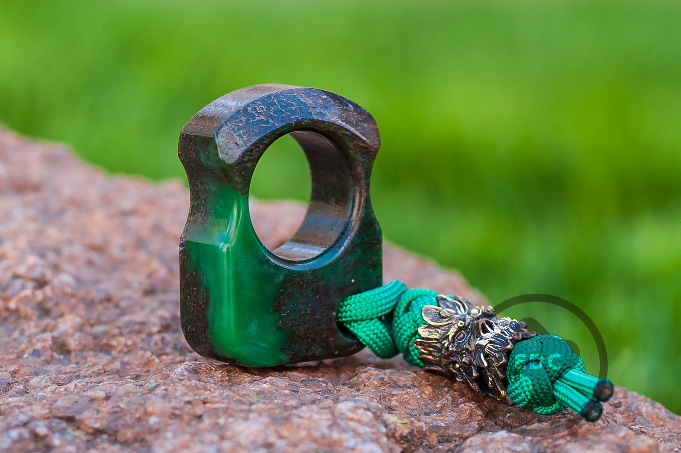 Set of Mammoth Tusk Single Knuck SFK 01 & Brass Lanyard Bead EDC Wood ...